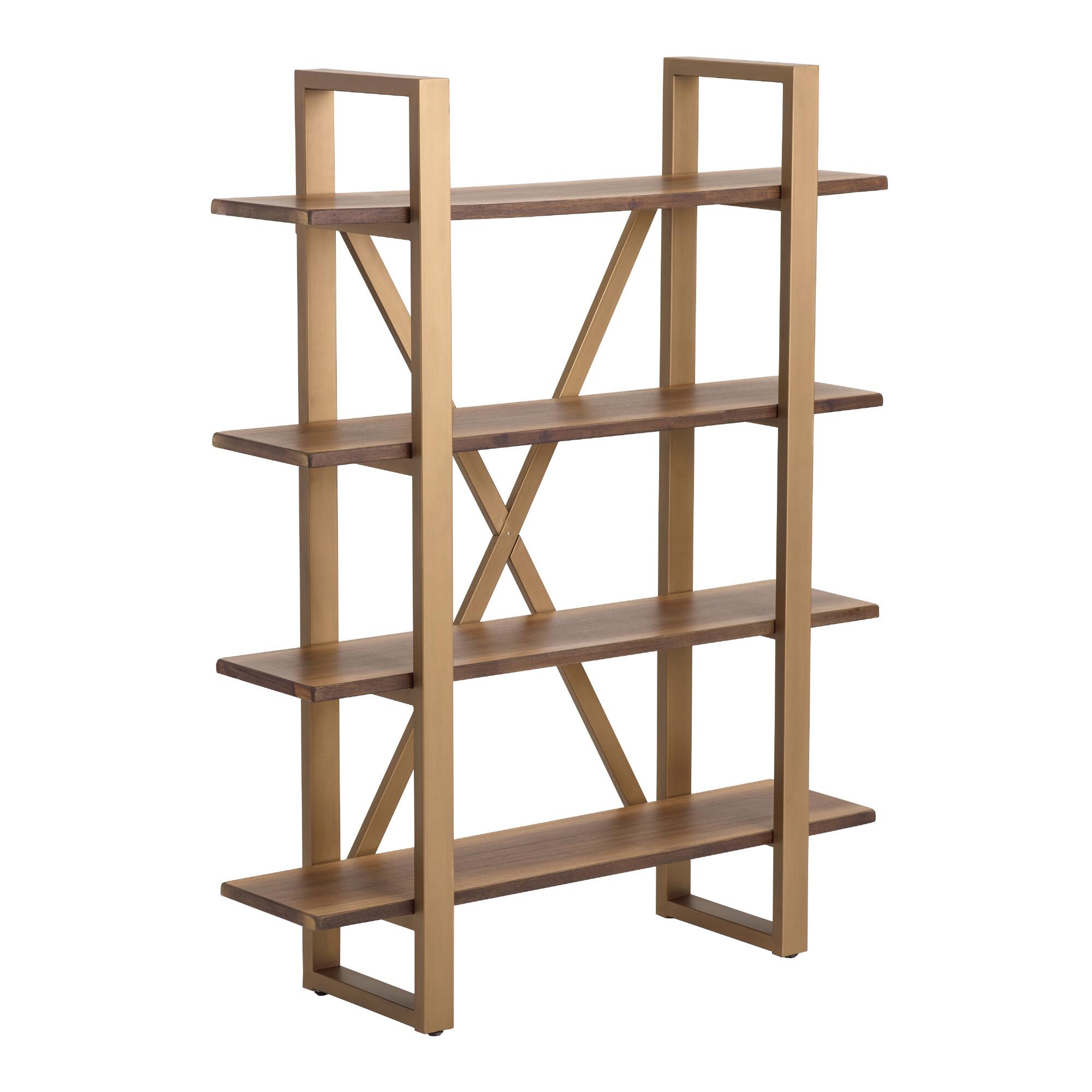 Wood And Gold Metal Sloan Bookshelf One Home Therapy