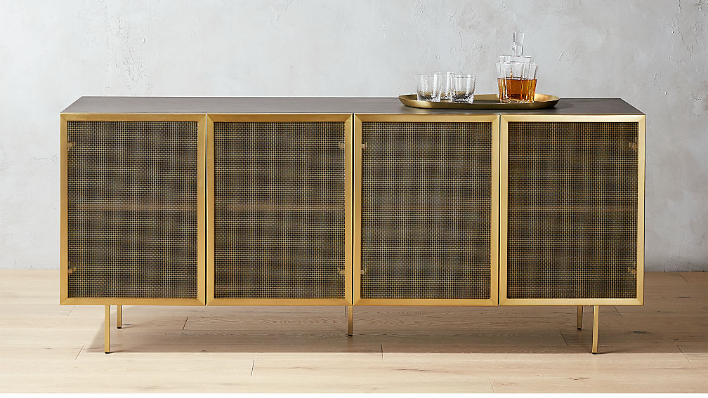 Trace Brass Wire Mesh Cabinet Credenza One Home Therapy